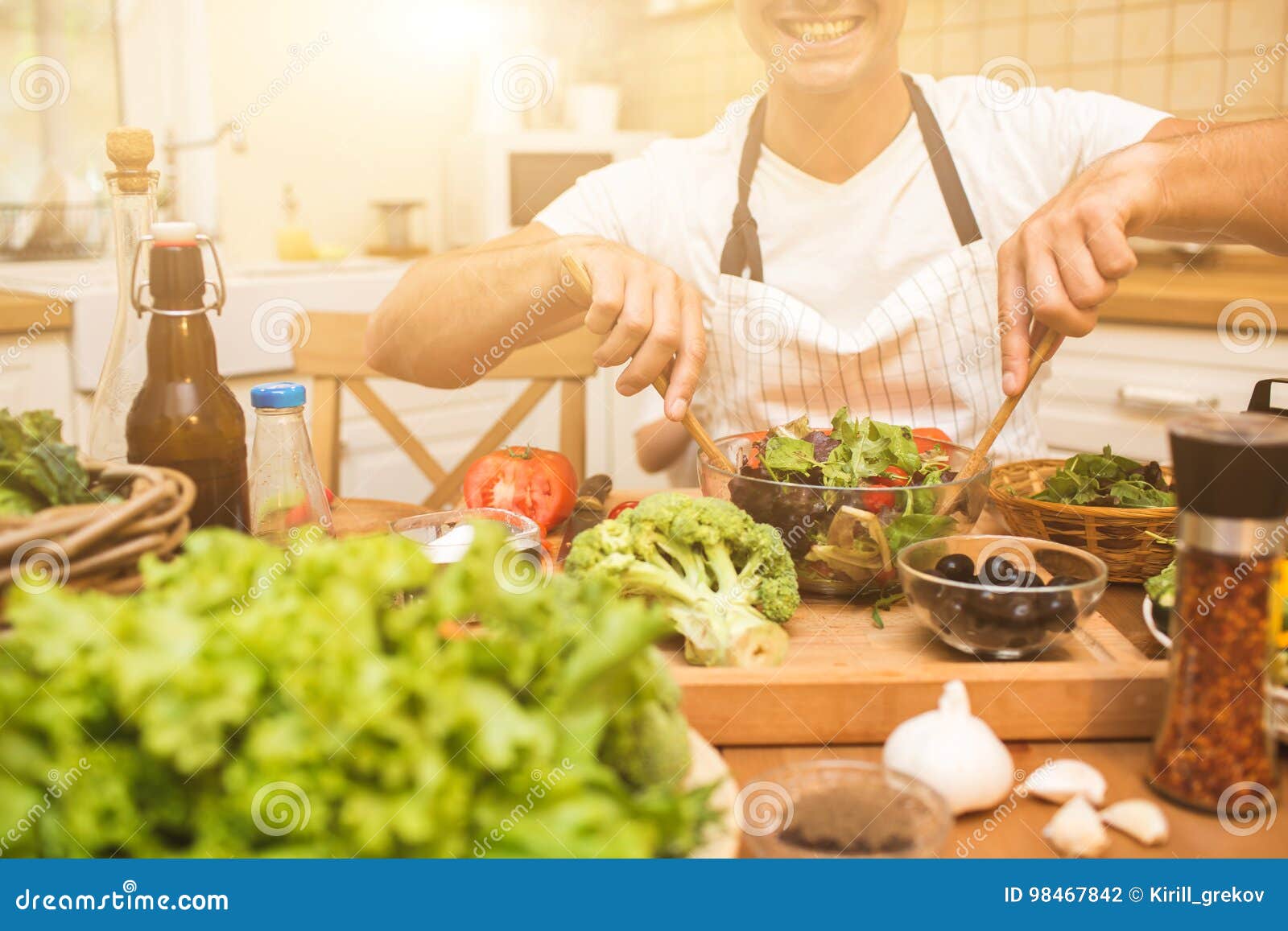 Chef Man Cooking in the Kitchen. Stock Photo - Image of diet, cook ...