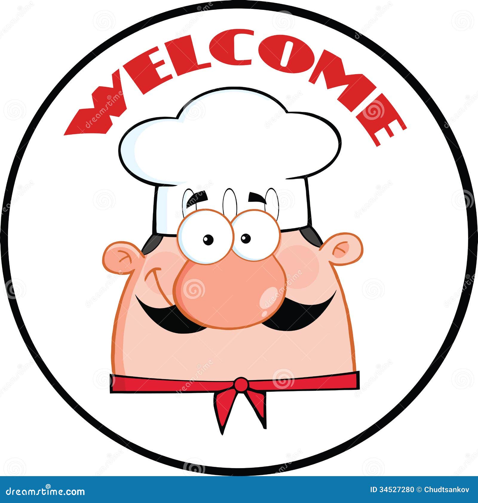 Chef Man Face Cartoon Circle Label Stock Illustration - Illustration of ...