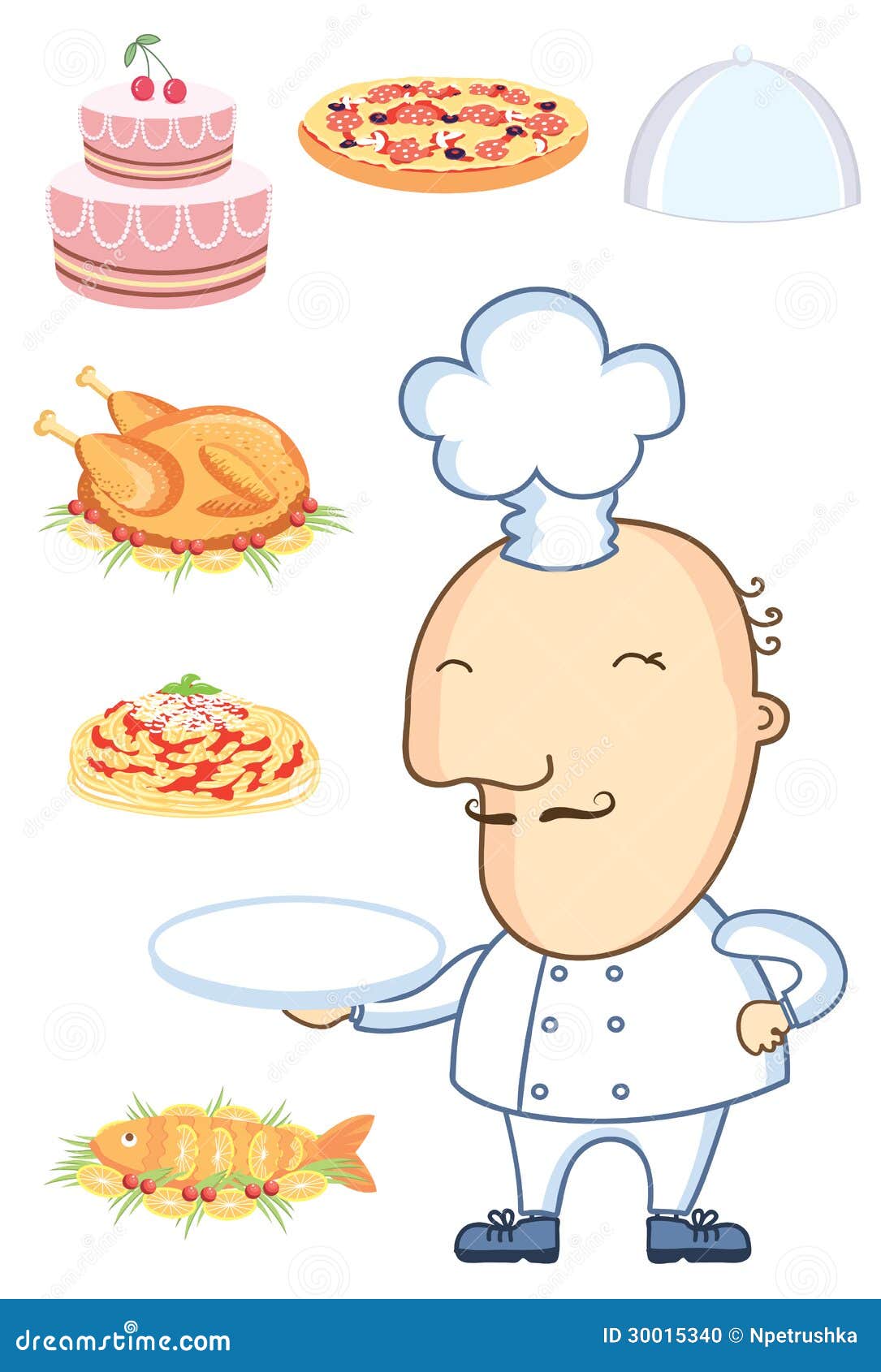 Chef Man with .Vector Food Isolated on White for D Stock Vector ...