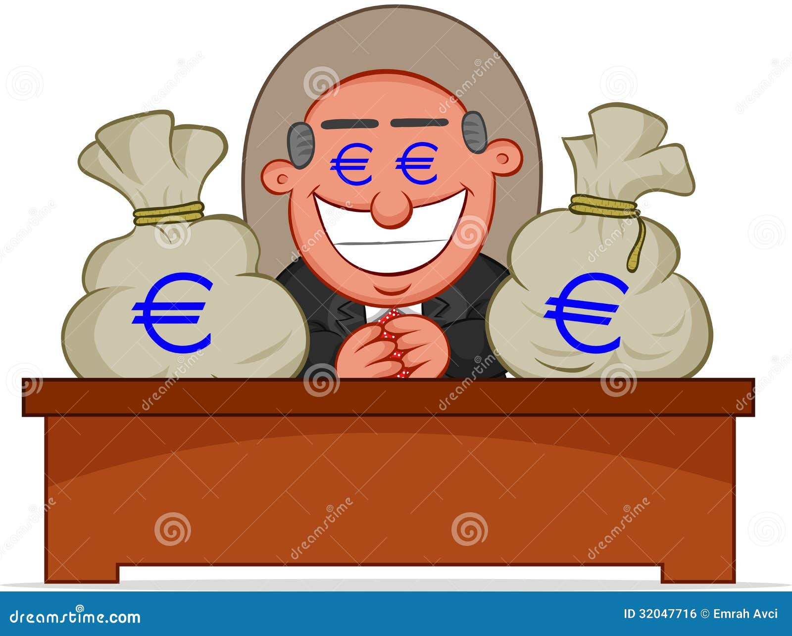 Chef- Man Greedy with-Geldzakken. Vector Illustratie - Illustration of ...