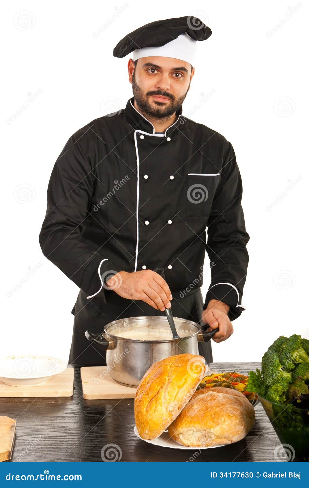 Chef Man with Pot with Soup Stock Photo - Image of cook, confident ...