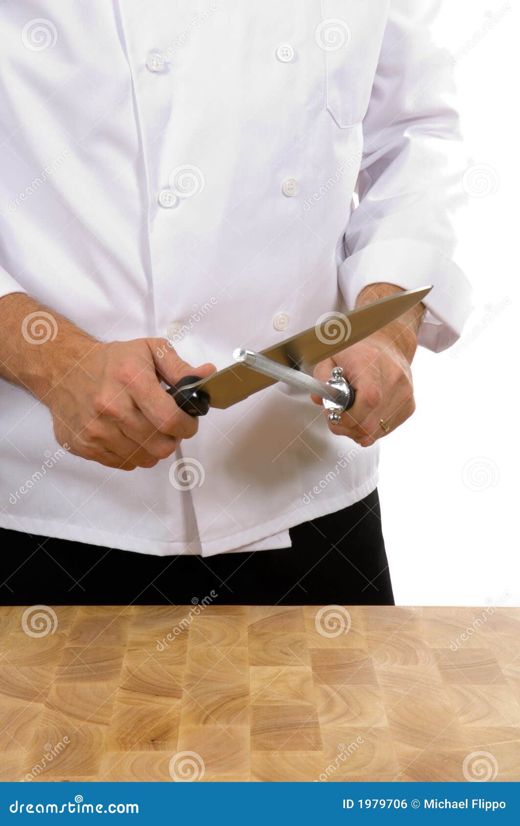 Chef - Man Sharpening Knife Stock Photo - Image of uniform, people: 1979706