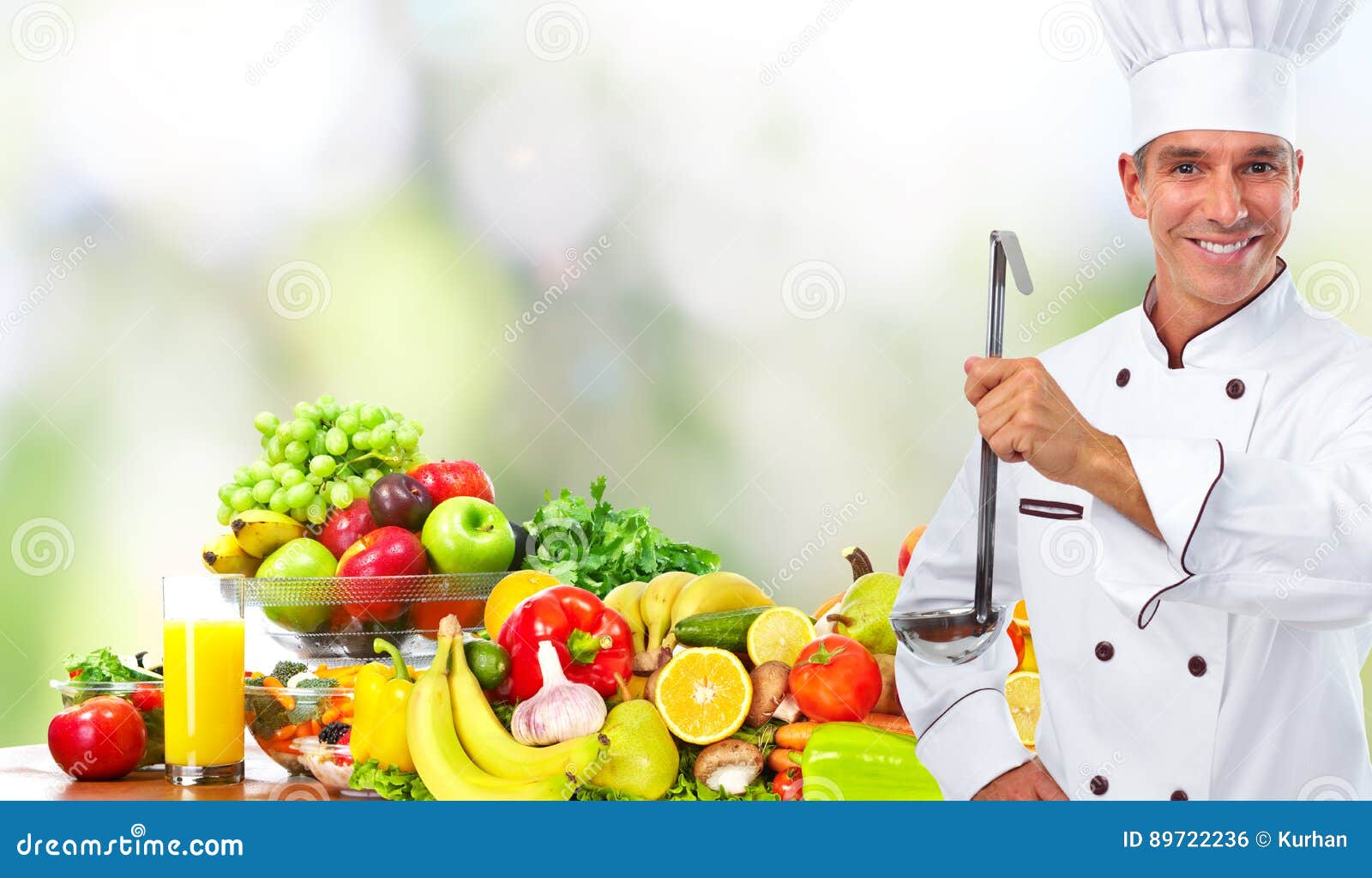 Chef Man with Vegetables and Fruits. Stock Photo - Image of restaurant ...