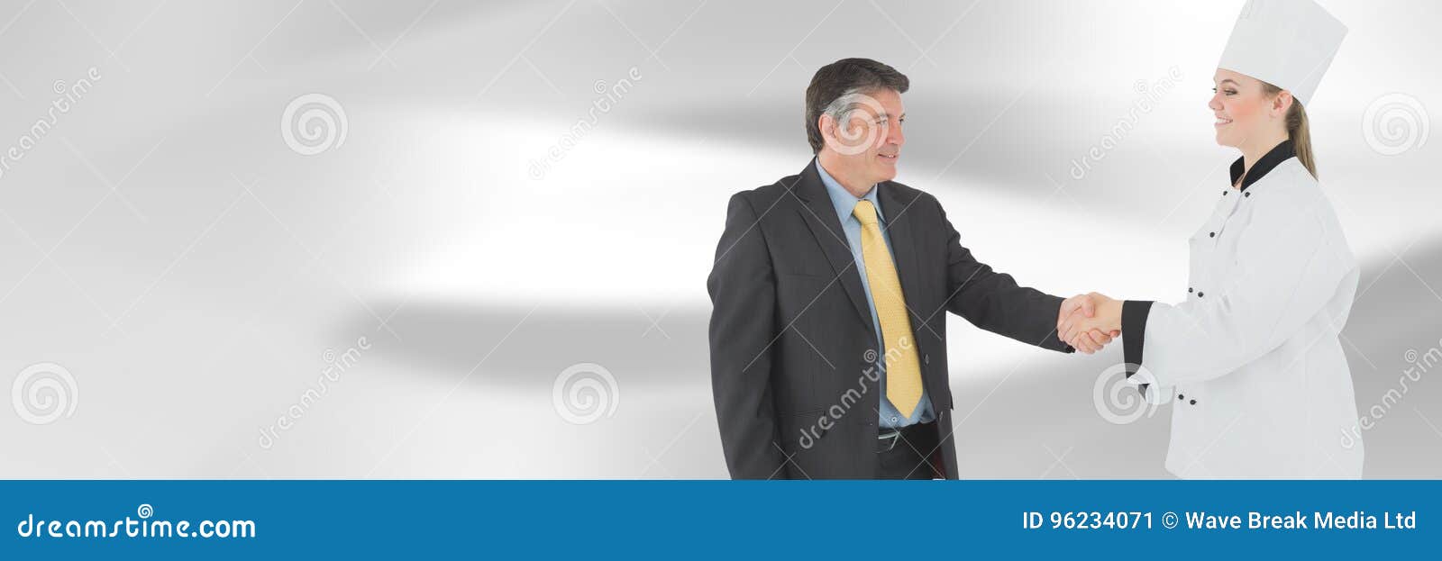 Chef and Manager Shaking Hands with Blurred Background Stock Image ...