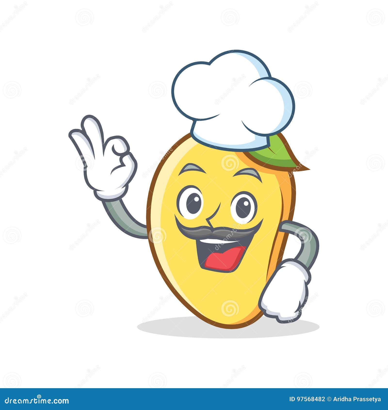 Chef Mango Character Cartoon Mascot Stock Vector - Illustration of okay ...
