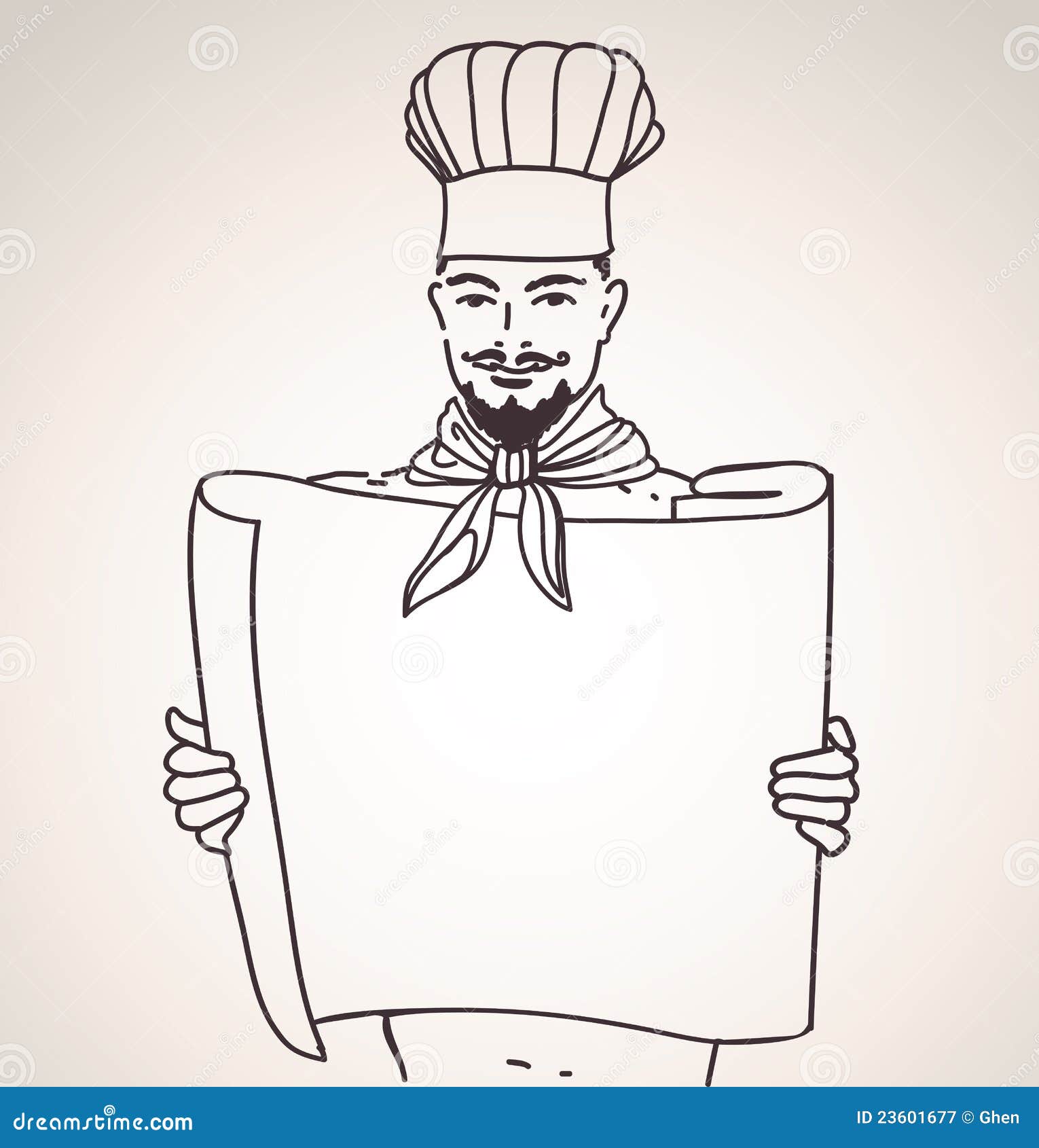 Chef with menu stock vector. Illustration of food, symbol - 23601677