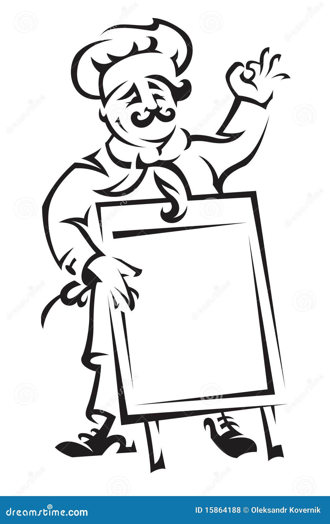 Chef with menu board stock vector. Illustration of waiter - 15864188