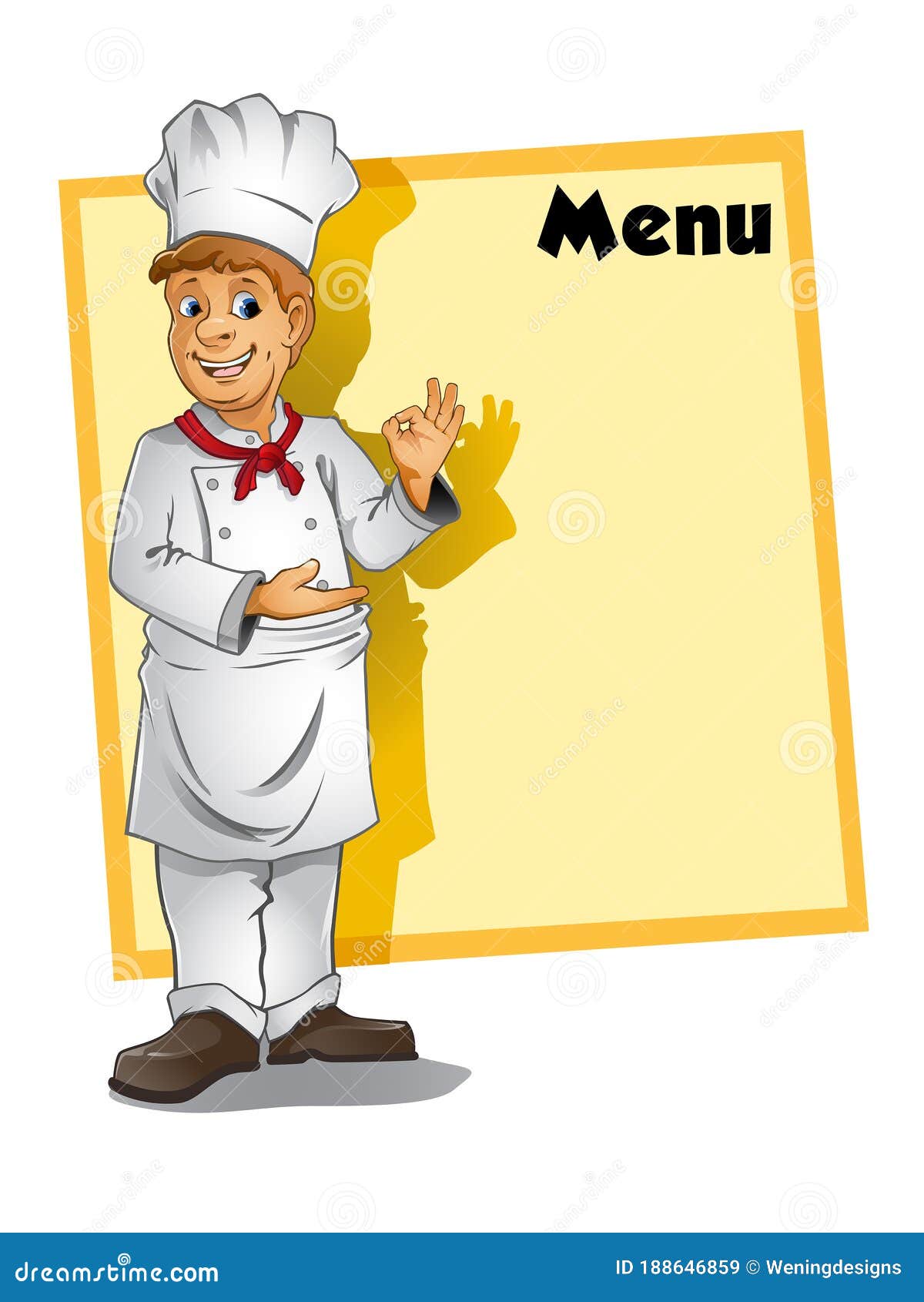 Man Restaurant Chef Cook with Menu Board Vector Illustration. Stock ...