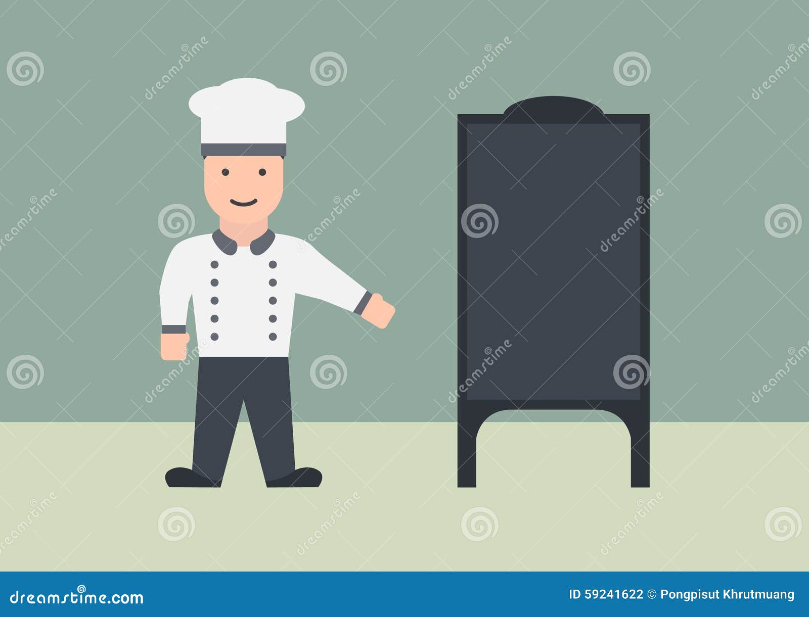 Chef with Menu Board Flat Graphic Stock Vector - Illustration of chef ...