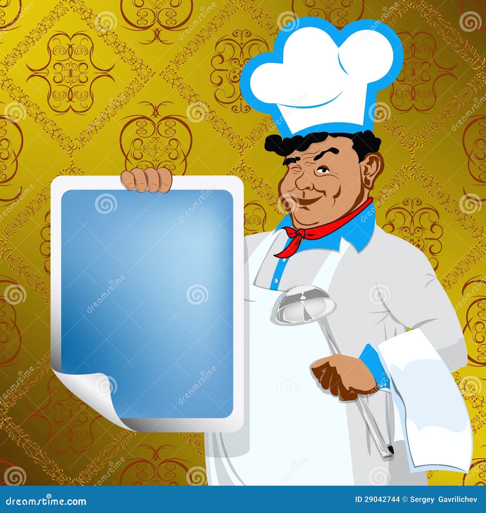 Chef and menu food stock illustration. Illustration of person - 29042744