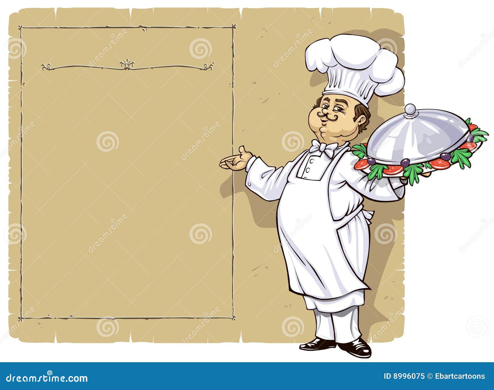 Chef with Menu page stock illustration. Illustration of menu - 8996075