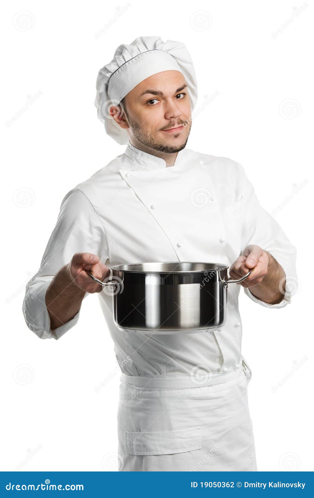Chef with Metal Kitchen Pan Stock Photo - Image of chrome, worker: 19050362