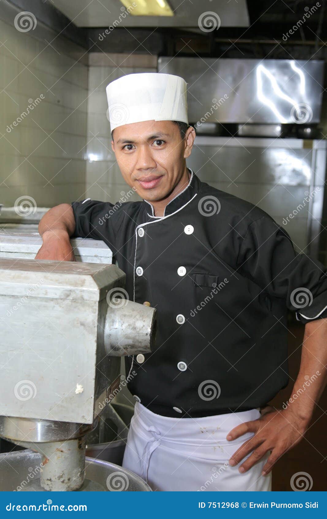 Chef with mixer machine stock photo. Image of staff, industry - 7512968