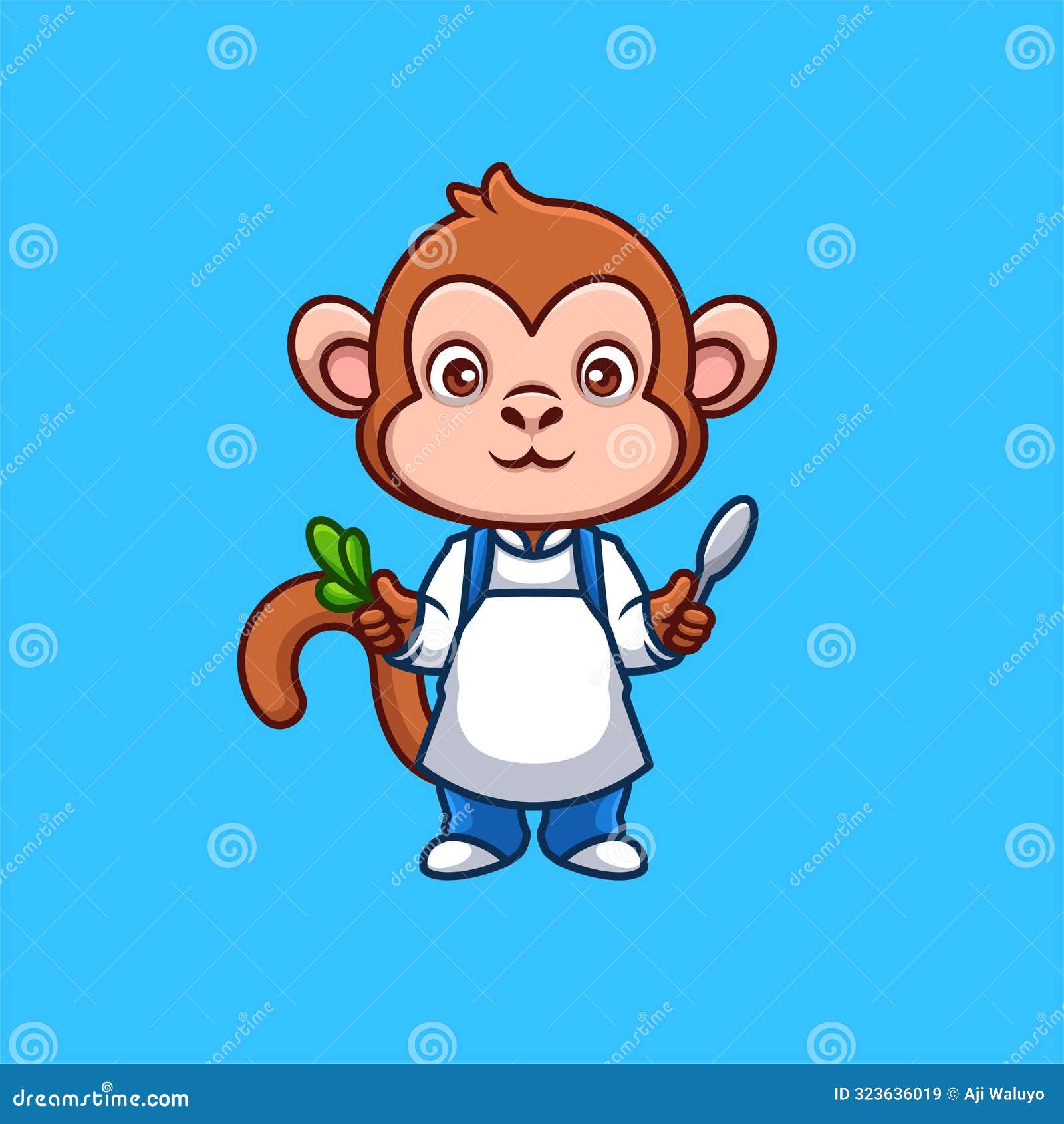 Chef Monkey Cute Cartoon stock vector. Illustration of sketch - 323636019
