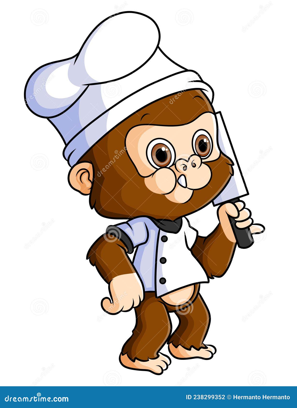 The Chef Monkey with the Meat Knife is Standing in the Kitchen Stock ...