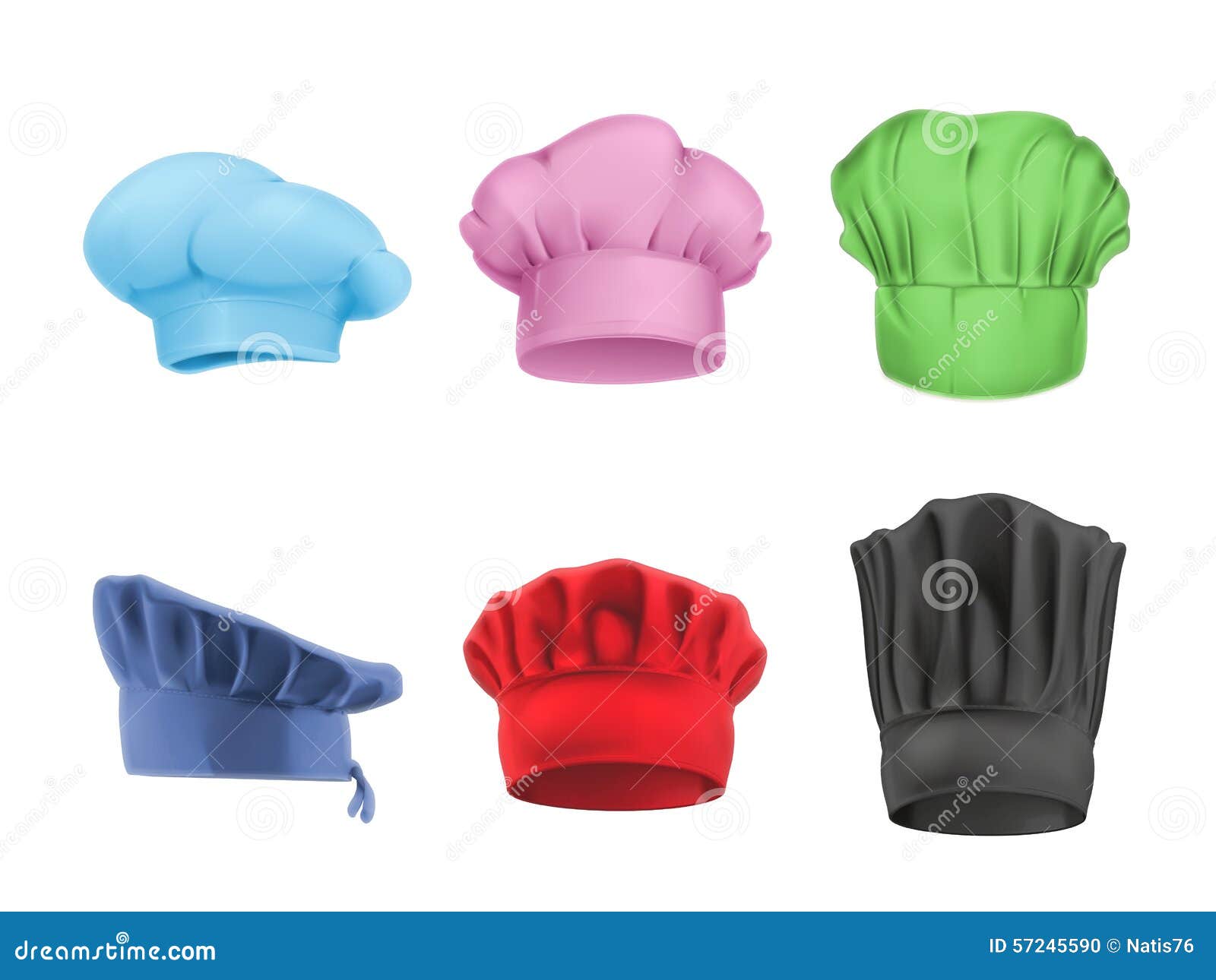 Chef Hats, Cook Caps And Baker Toques Mockup Set Vector Illustration ...