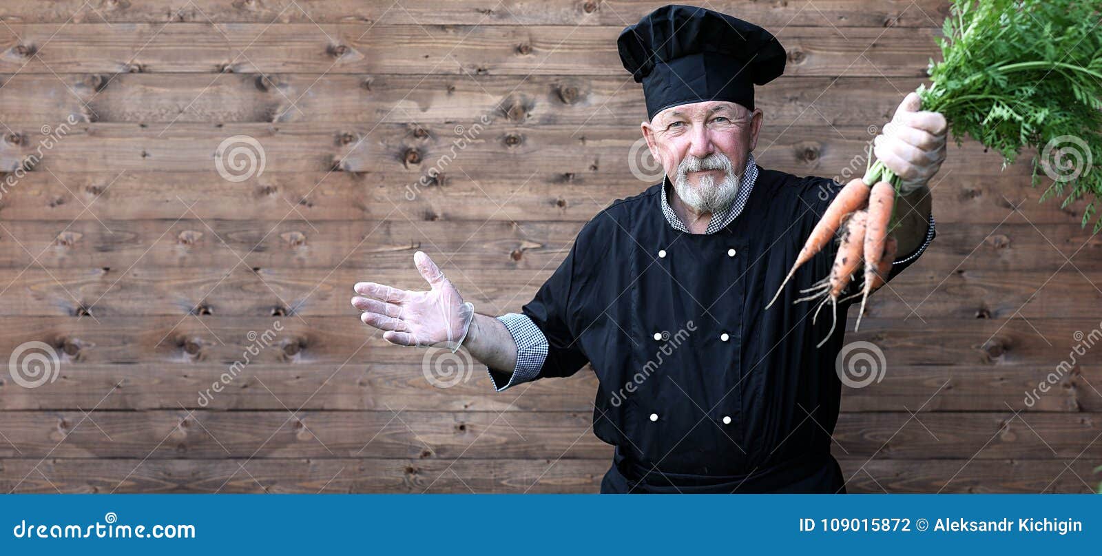 Chef Old in Uniform with Vegetables Stock Photo - Image of head ...