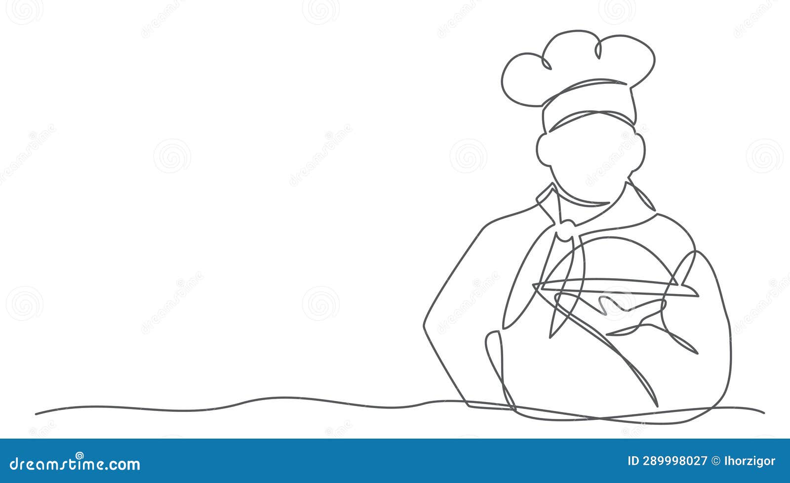 Chef One Line Drawing Isolated on White Background Stock Illustration ...