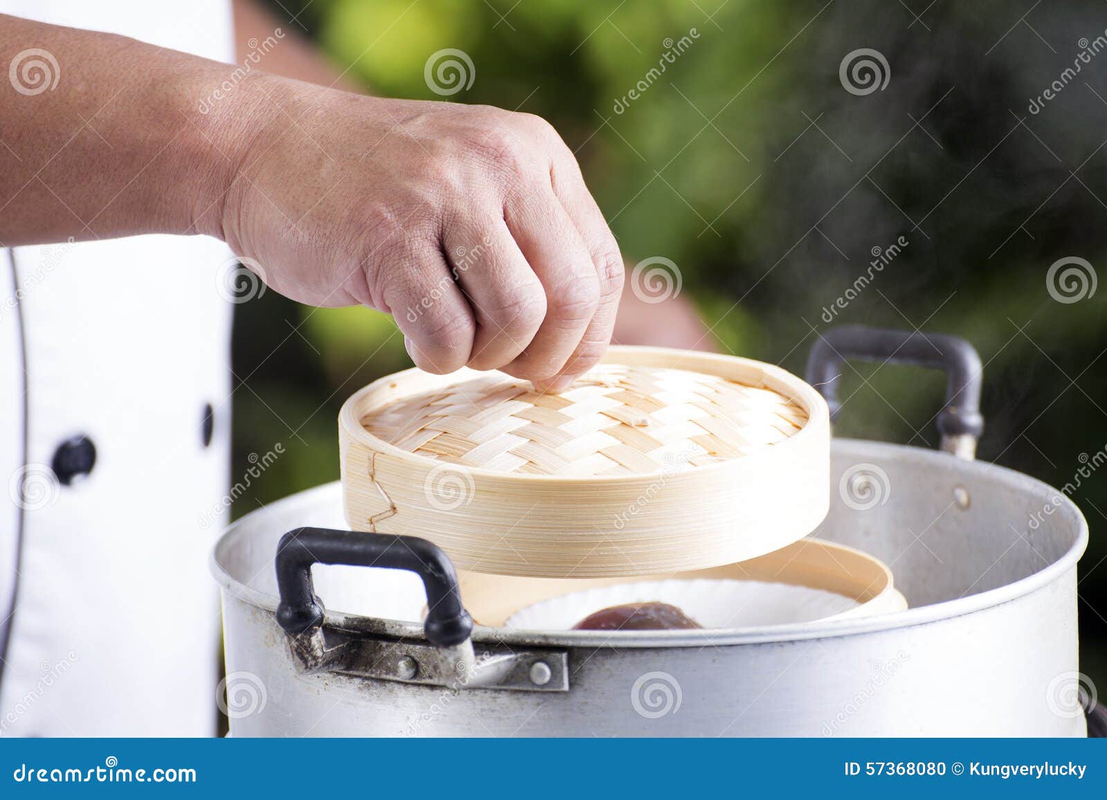 Chef opening the pot stock photo. Image of element, chinese - 57368080