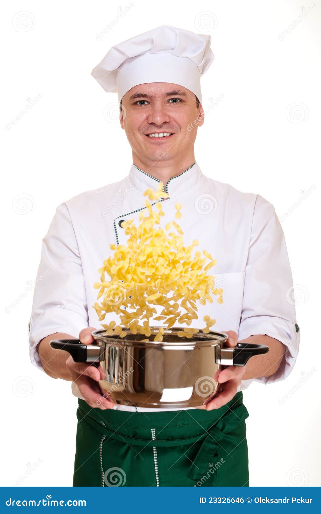 Chef with Pasta Jumping Out Stock Photo - Image of staff, culinary ...