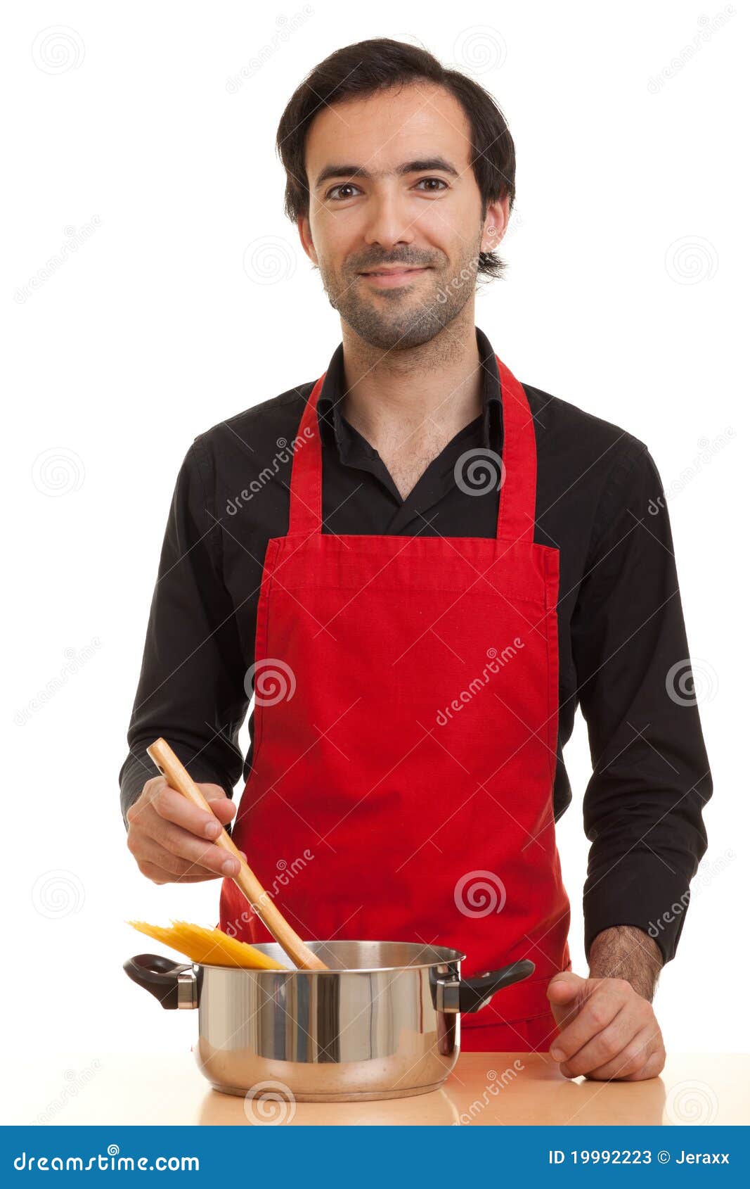 Chef with pasta pot stock image. Image of food, high - 19992223