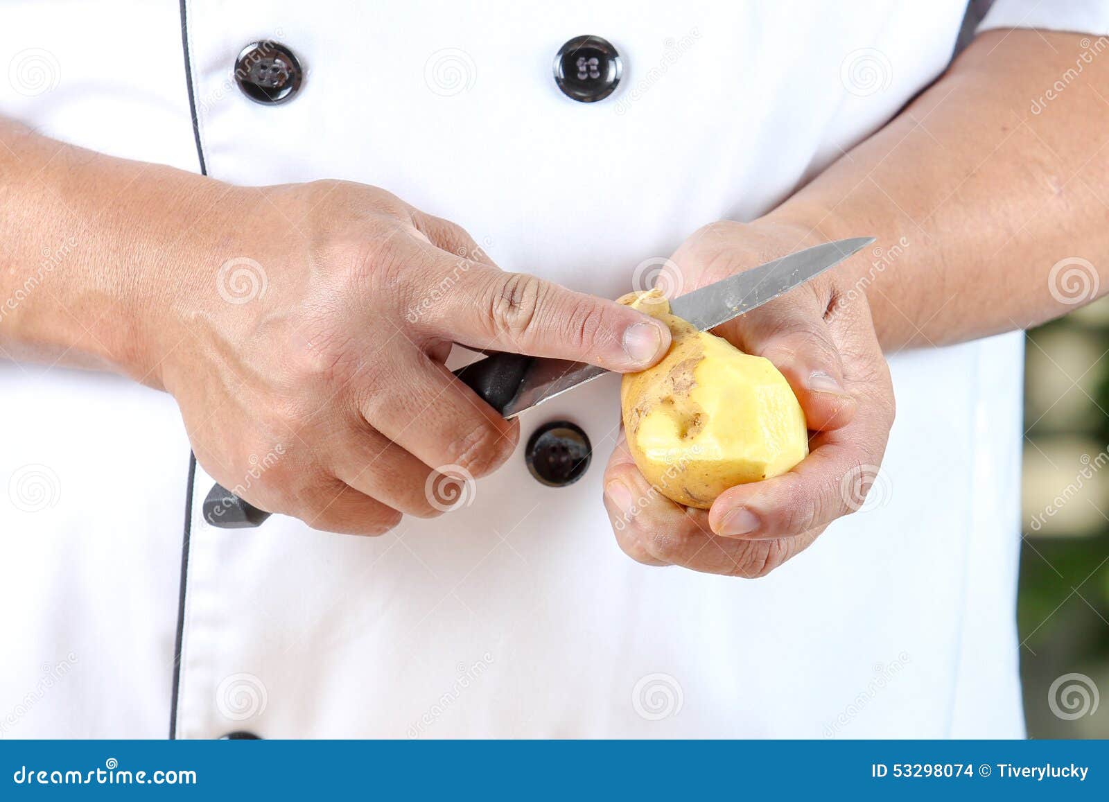 Chef peeling potato stock photo. Image of edible, family - 53298074