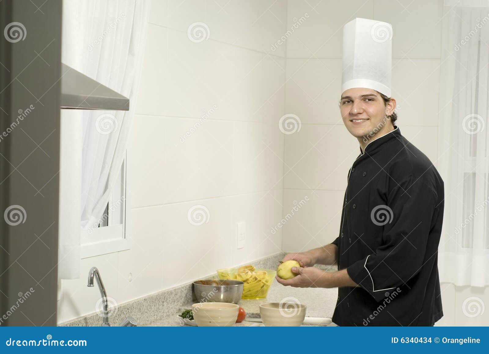 Man Peeling Potatoes. Kitchen Working. Prepare Food Royalty-Free Stock ...