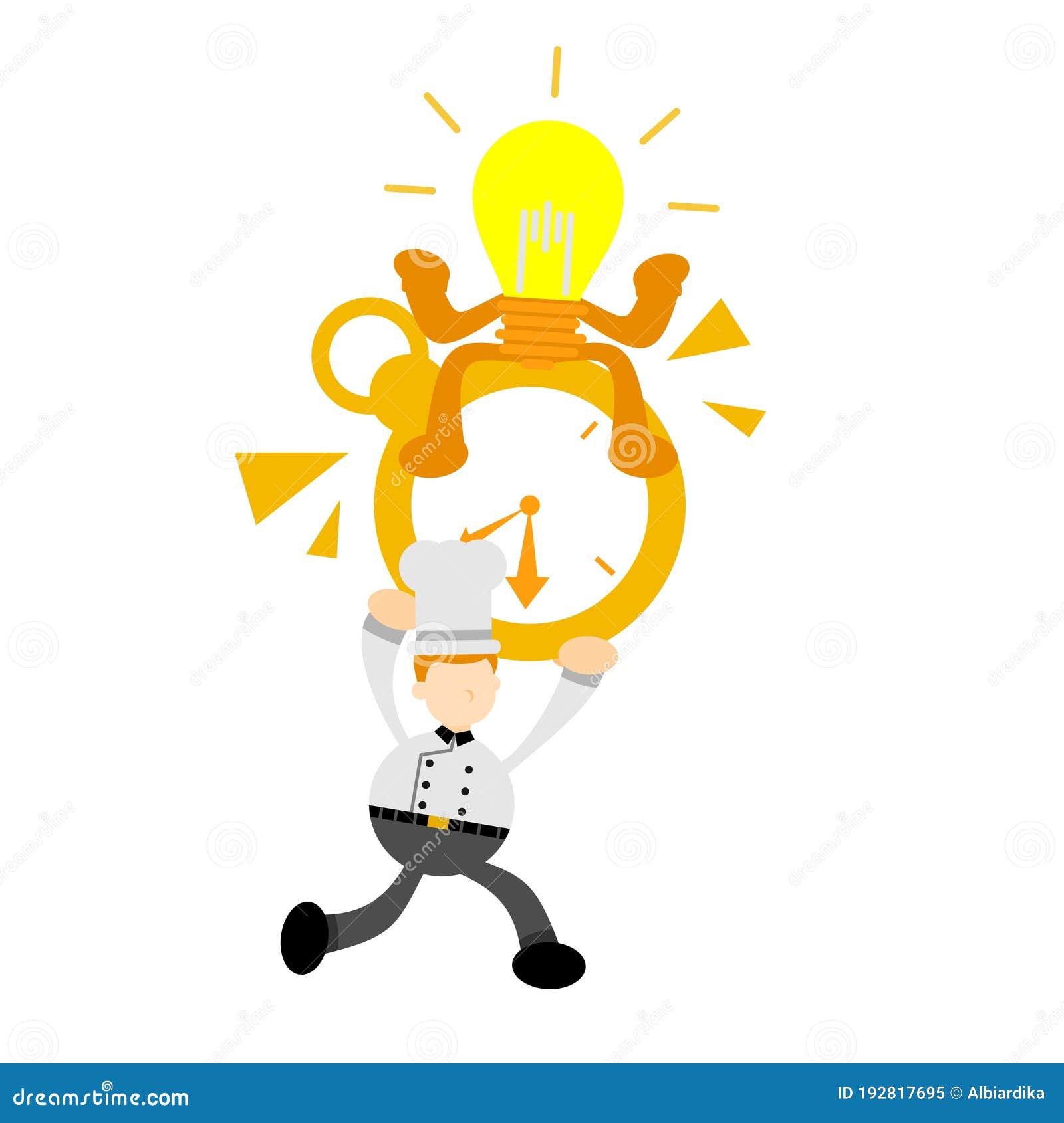 Chef Man Pick Time Clock Lamp Cartoon Doodle Flat Design Vector ...