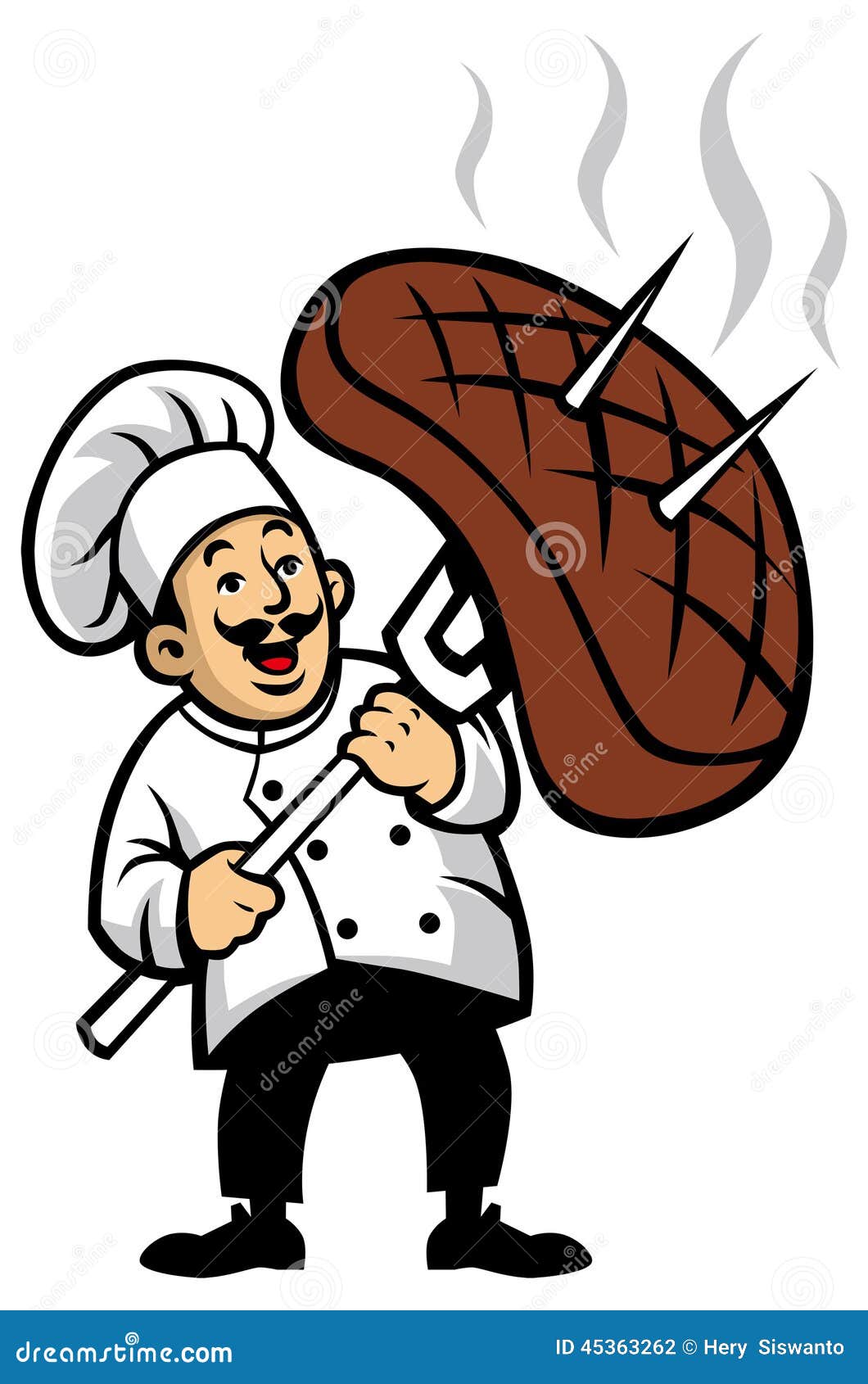 Chef with a piece of steak stock vector. Illustration of isolated ...