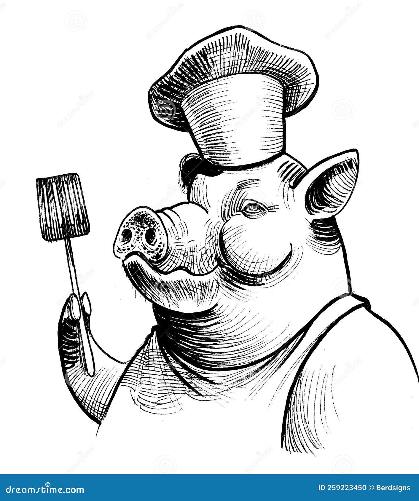Chef pig stock illustration. Illustration of chef, drawingn - 259223450