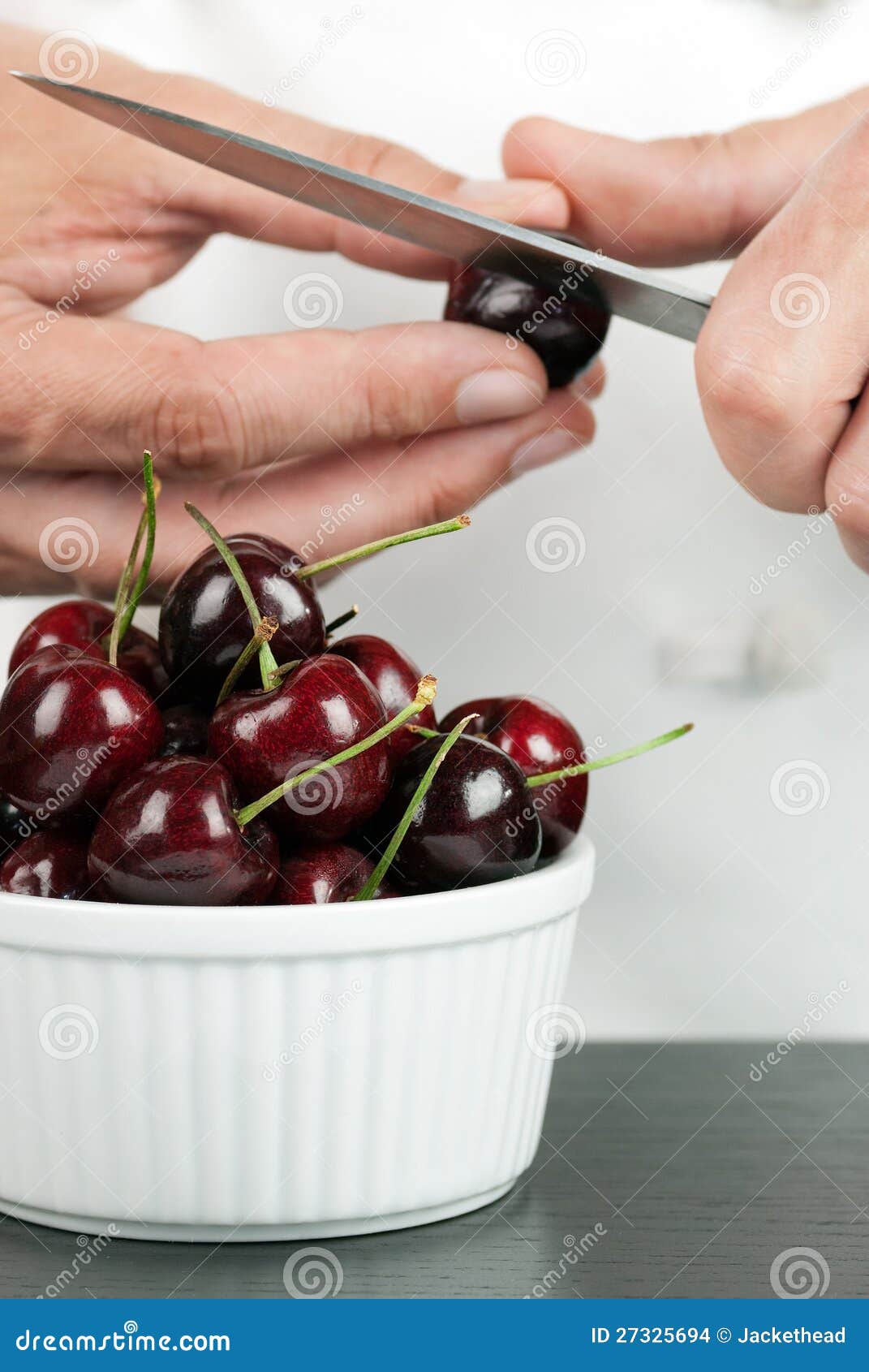 Chef Pitting Cherry stock photo. Image of person, ripe - 27325694