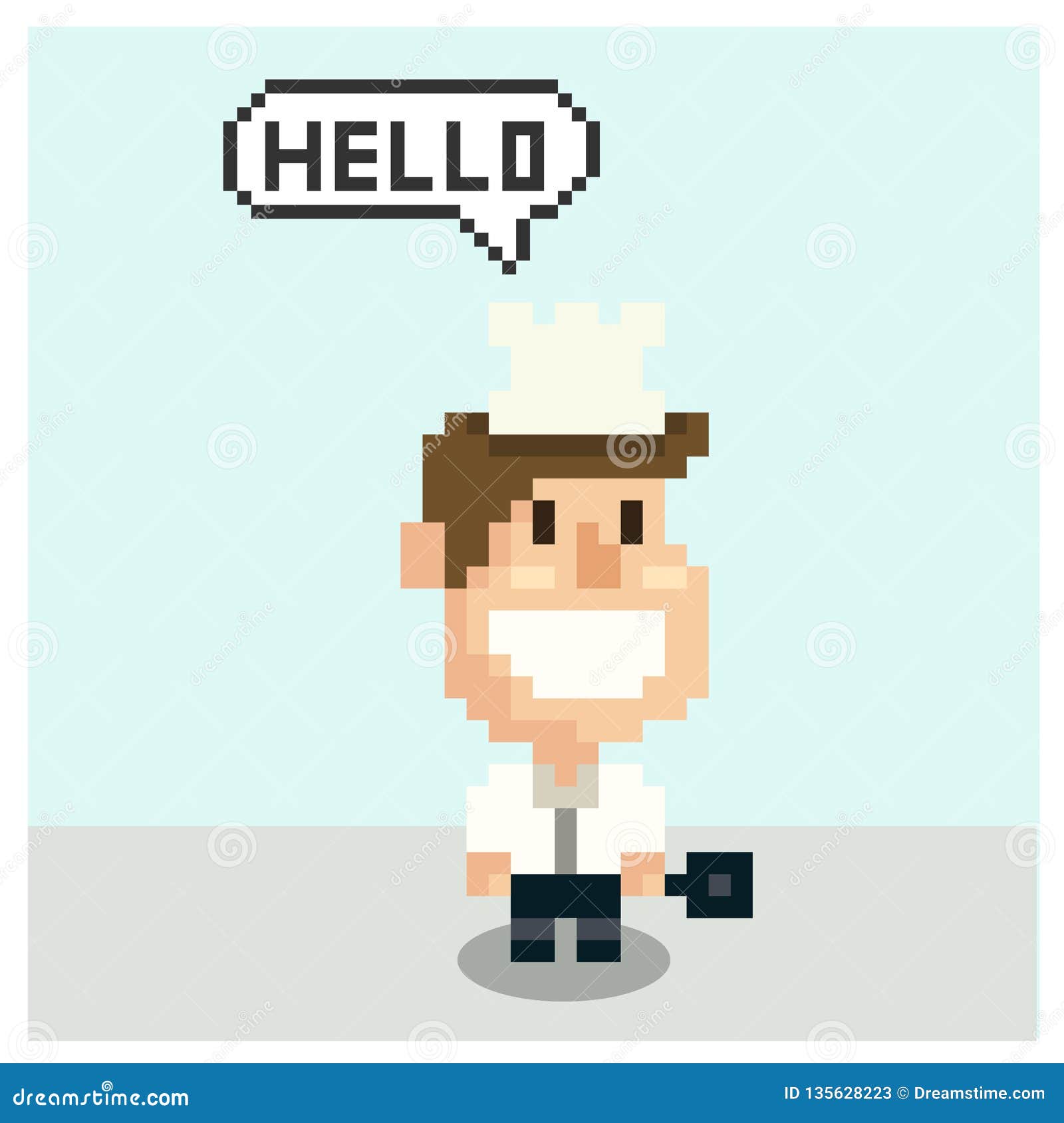 Chef in pixel art stock illustration. Illustration of design - 135628223