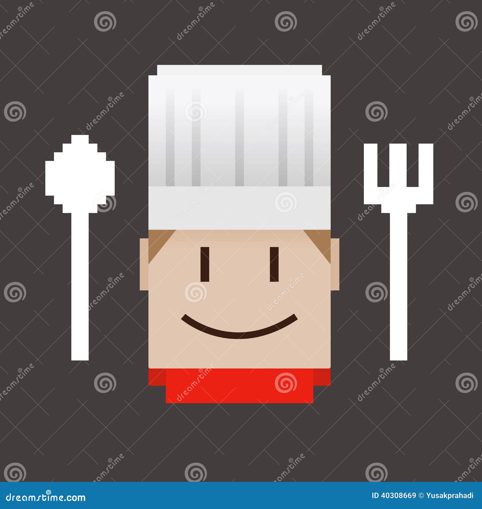 Chef Pixel Icon stock vector. Illustration of fork, restaurant - 40308669