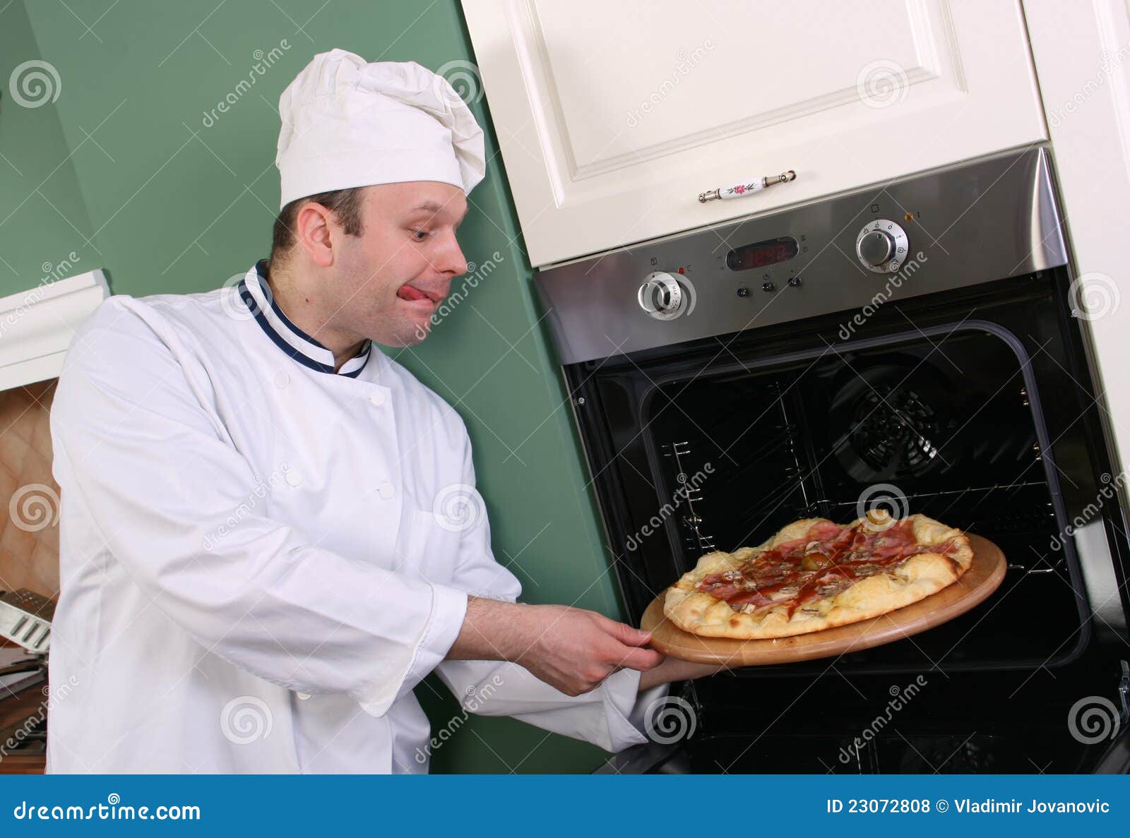 Chef and pizza stock photo. Image of meal, dinner, making - 23072808