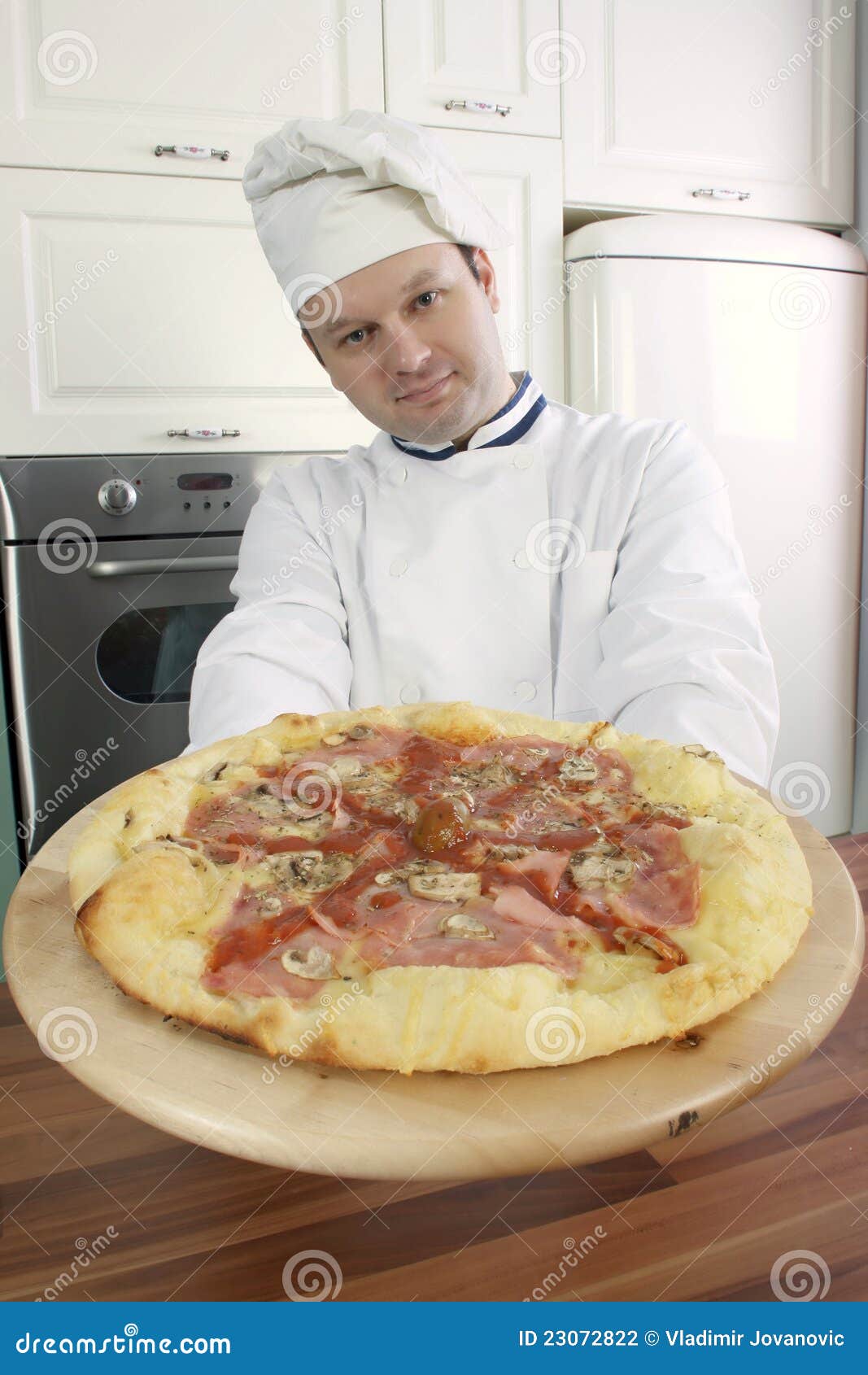 Chef and pizza stock photo. Image of cheese, culinary - 23072822