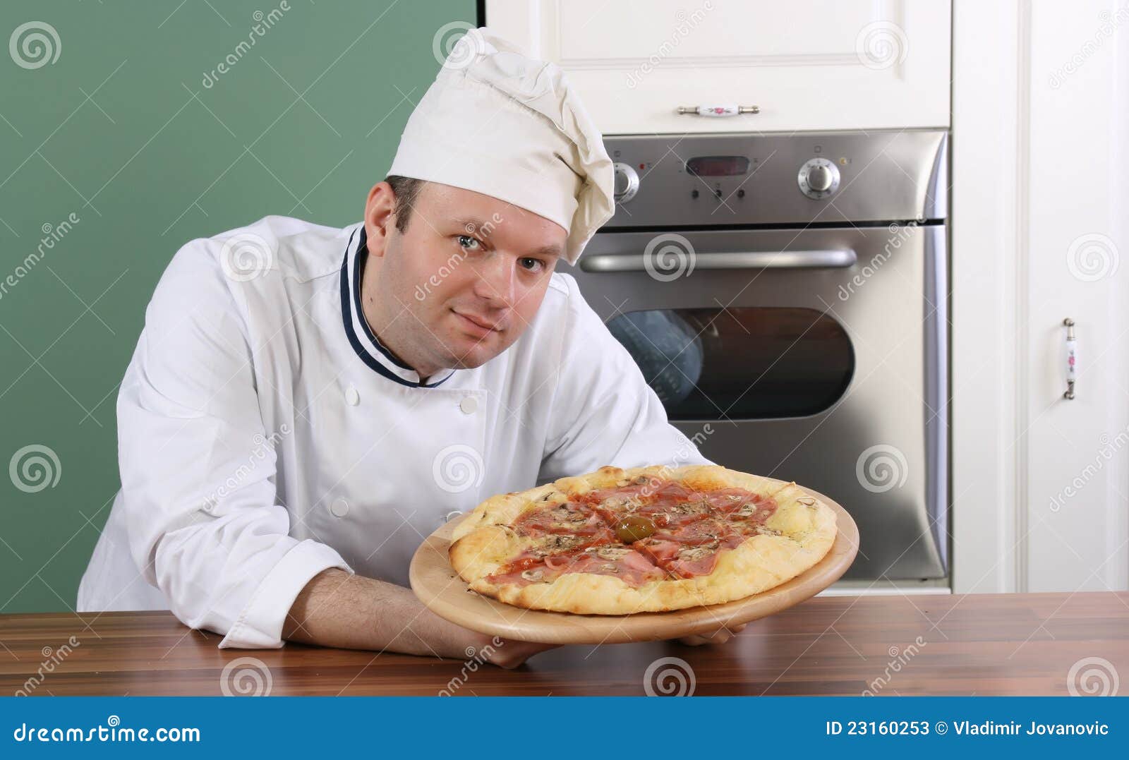 Chef and pizza stock image. Image of uniform, person - 23160253