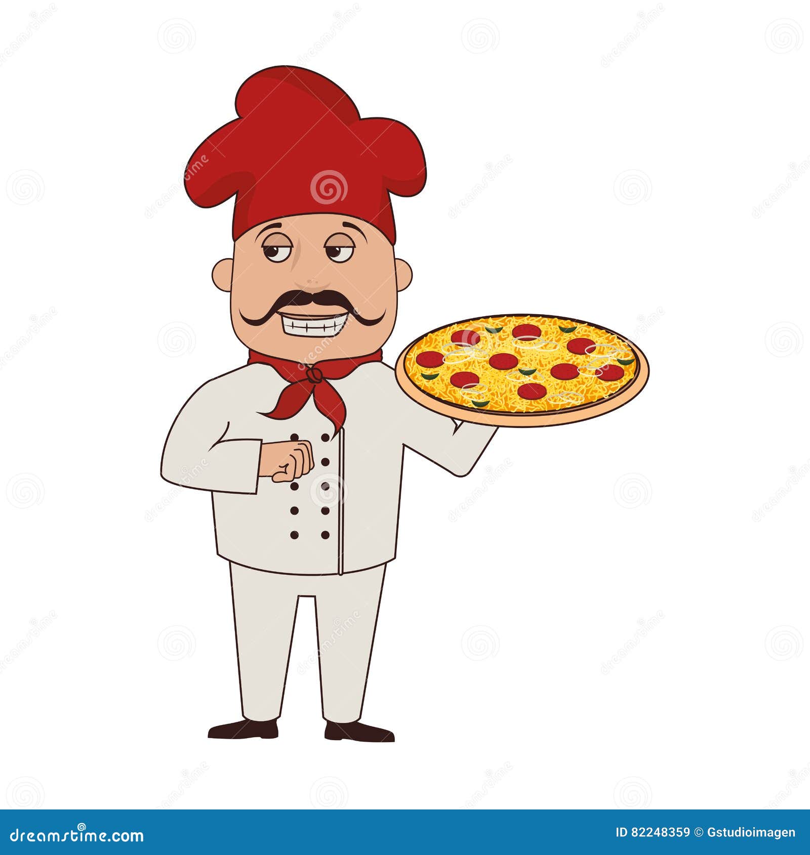 Chef pizza character icon stock illustration. Illustration of ...