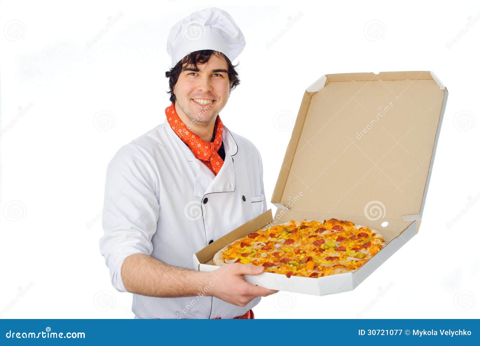 Chef with pizza stock image. Image of smile, professional - 30721077