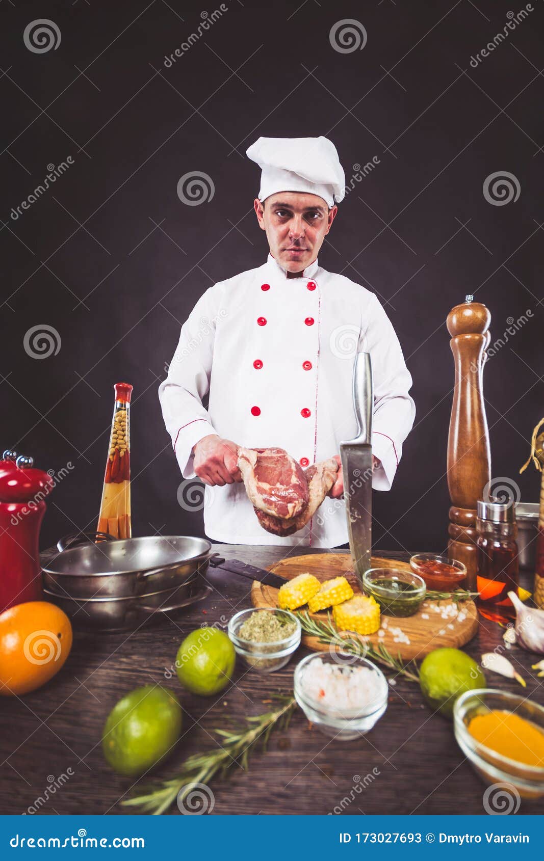 Chef Planning To Cook a Beef Tomahawk Steak Stock Image - Image of ...