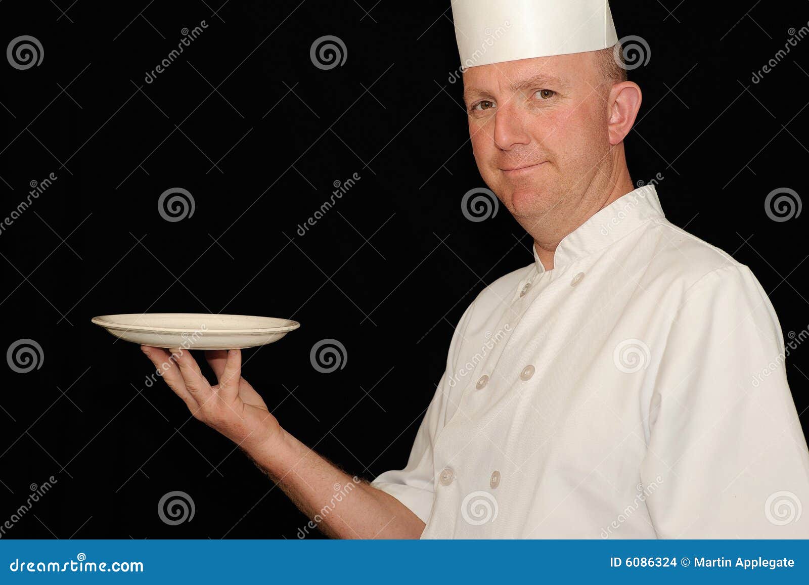 Chef with plate stock photo. Image of offering, profession - 6086324