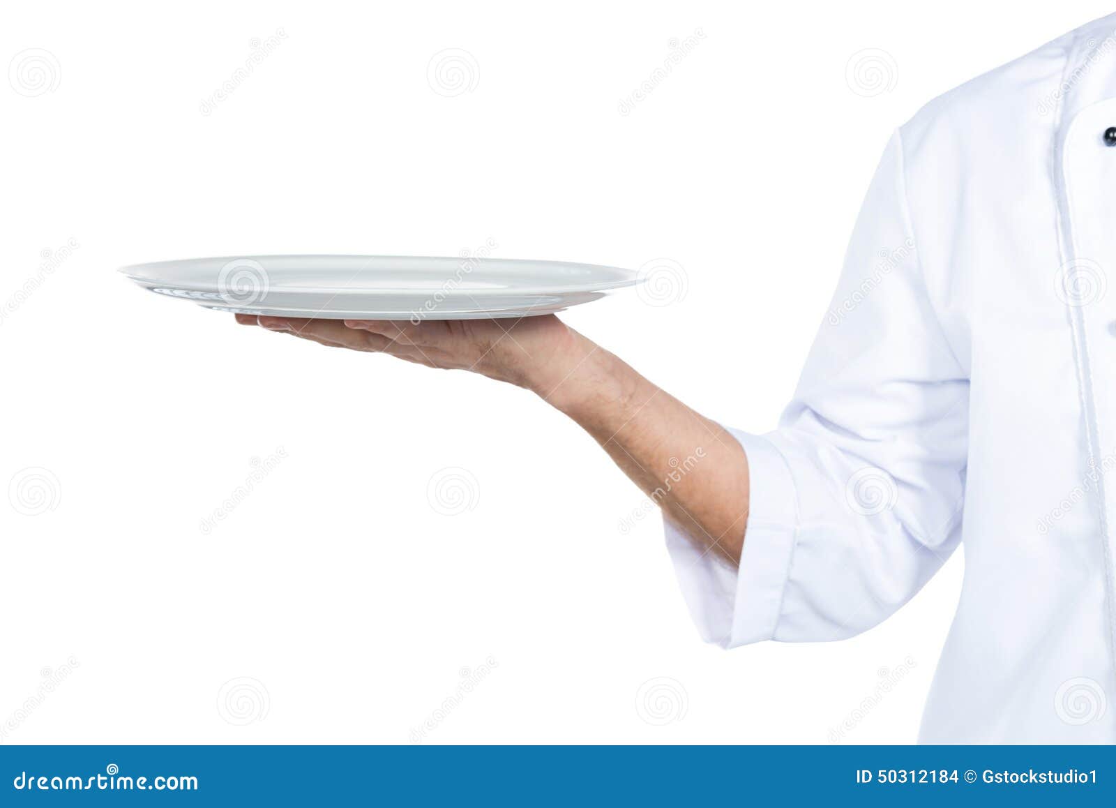 Chef with plate. stock photo. Image of isolated, backgrounds - 50312184