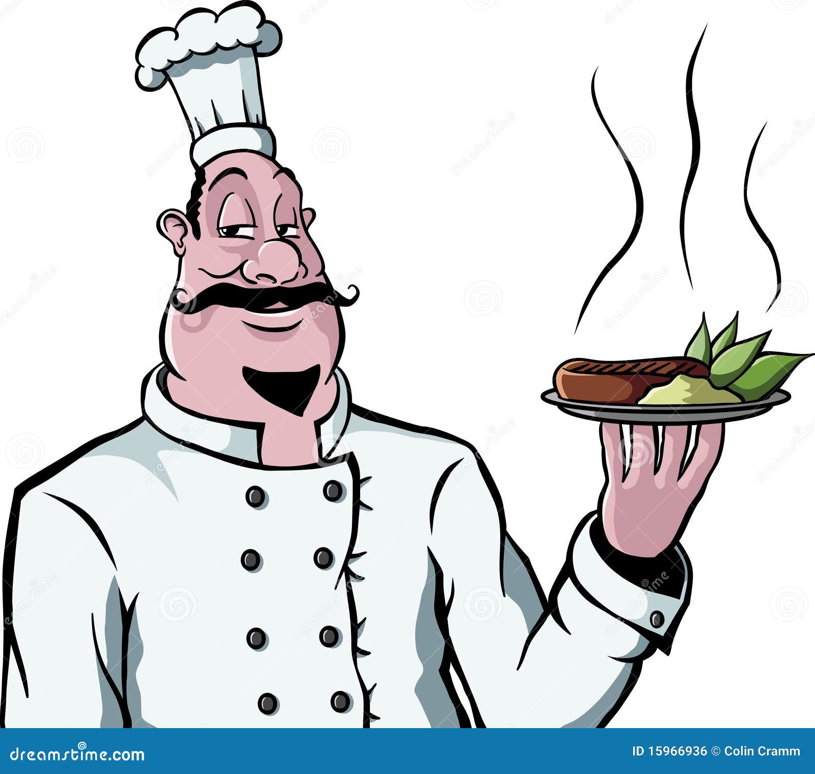 Chef with plate of food stock vector. Illustration of food - 15966936
