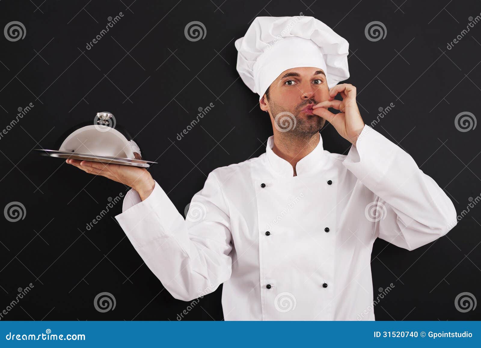 Chef with plate stock photo. Image of adult, facial, blackboard - 31520740