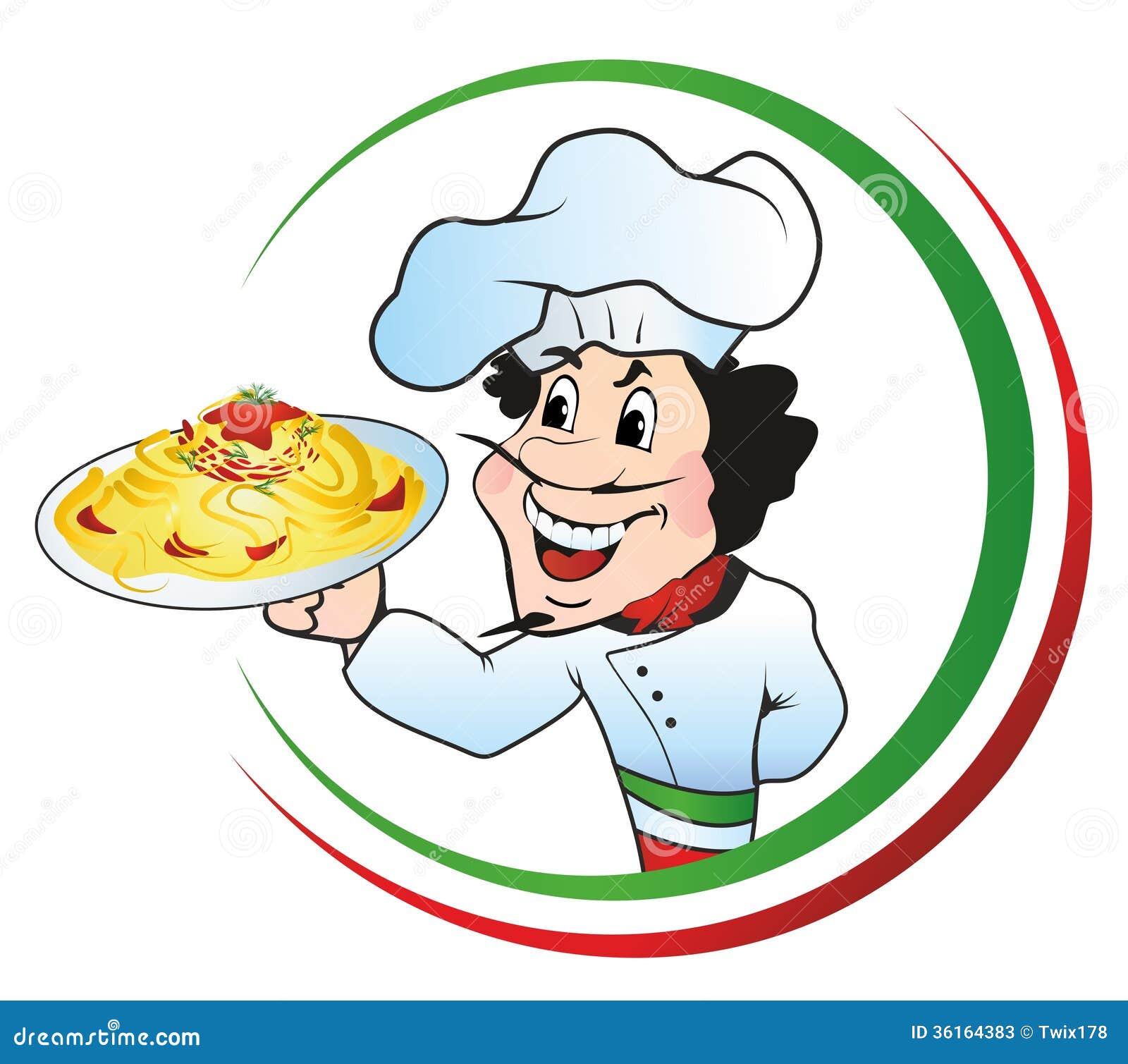 Cartoon Italian Chef With Pasta