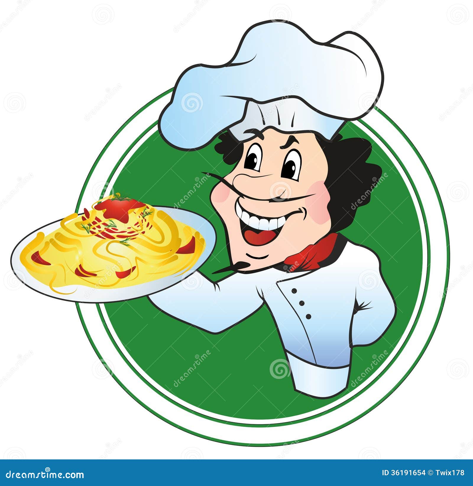Chef with a Plate of Spaghetti Stock Vector - Illustration of ...