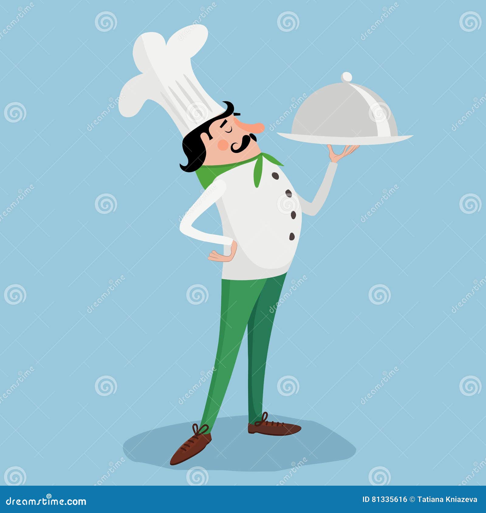Chef with Plate. Vector Illustration Stock Vector - Illustration of ...