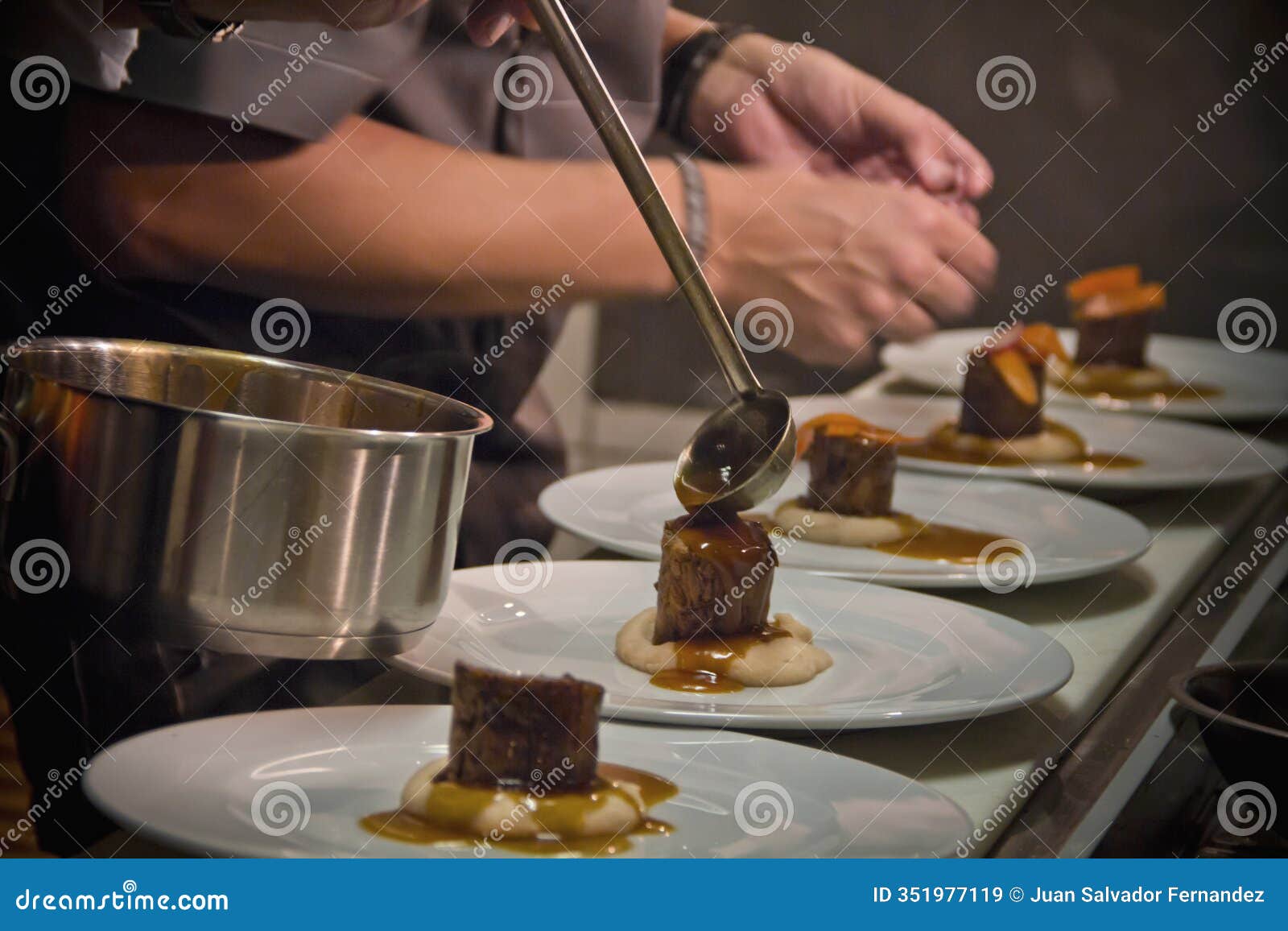 Chef Plating Food at a Fine Dining Restaurant. Stock Image - Image of ...