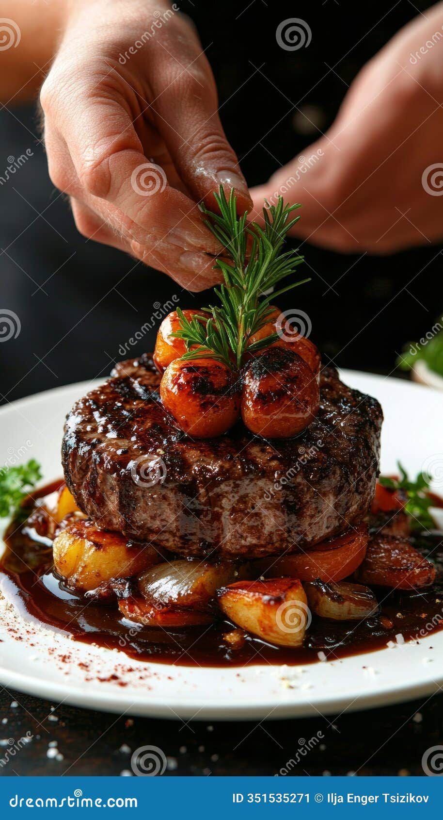 Chef Plating Grilled White Fish With Colorful Vegetables, Fine Dining ...