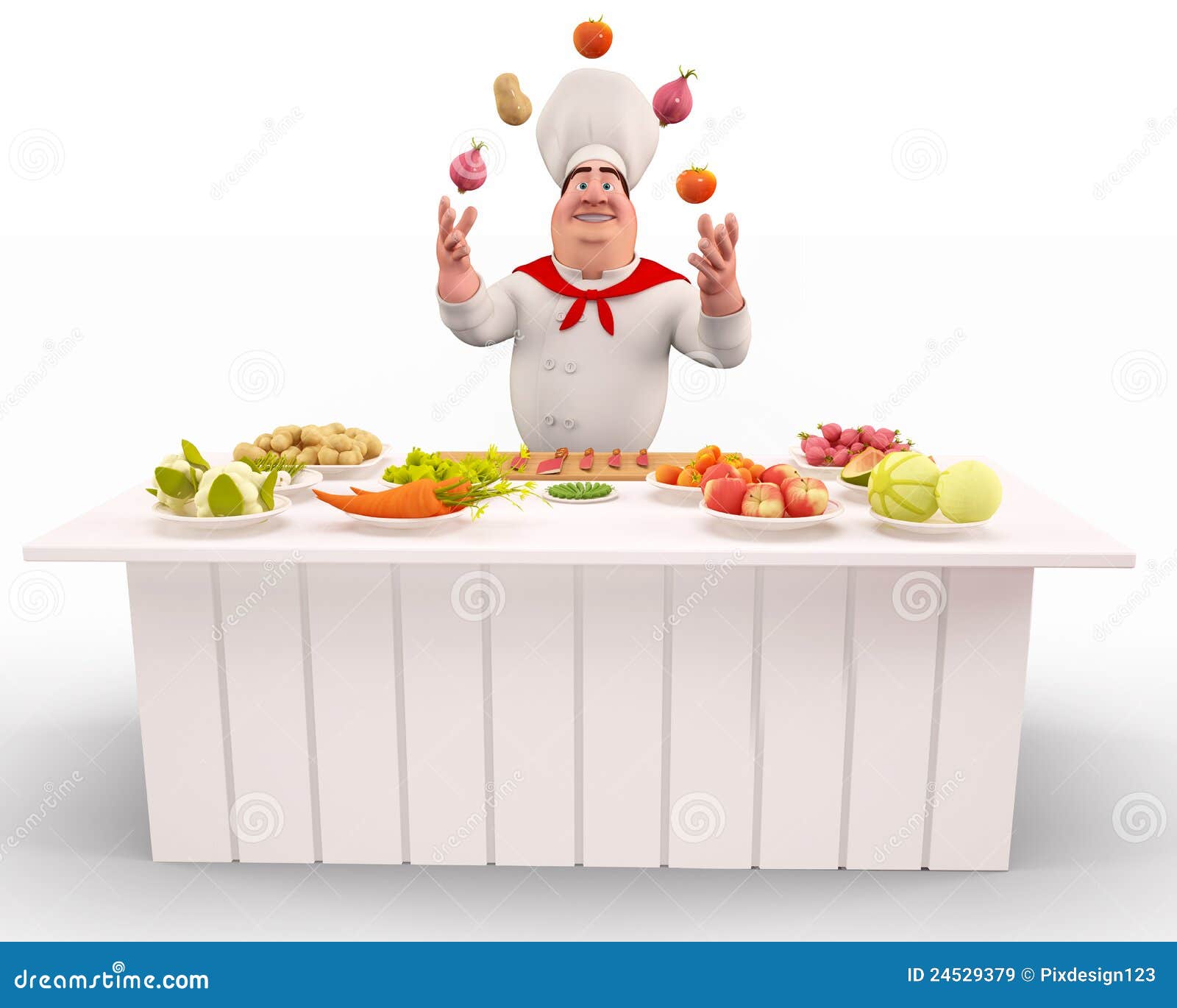 Chef Playing with Lots of Vegetables Stock Illustration - Illustration ...