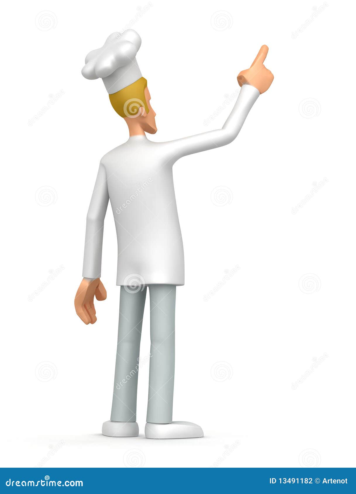 Chef Points His Finger at the Top Stock Illustration - Illustration of ...